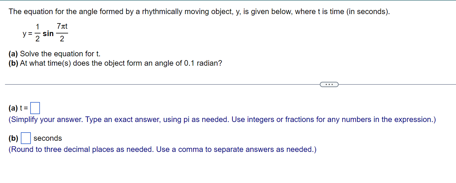Solved The equation for the angle formed by a rhythmically | Chegg.com