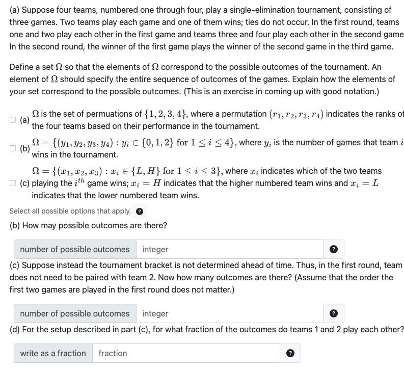 Solved (a) Suppose four teams, numbered one through four, | Chegg.com