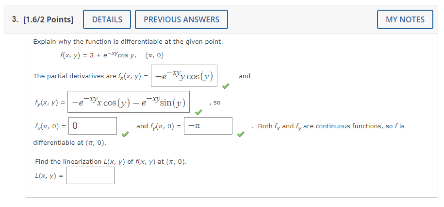 Solved Explain why the function is differentiable at the | Chegg.com
