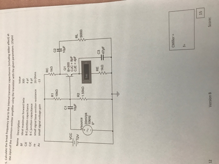 Solved Calculate the break frequency due to the internal | Chegg.com
