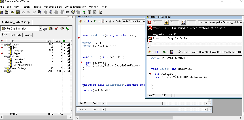 Solved Freescale Codewarrior File Edit View Search Project 8868
