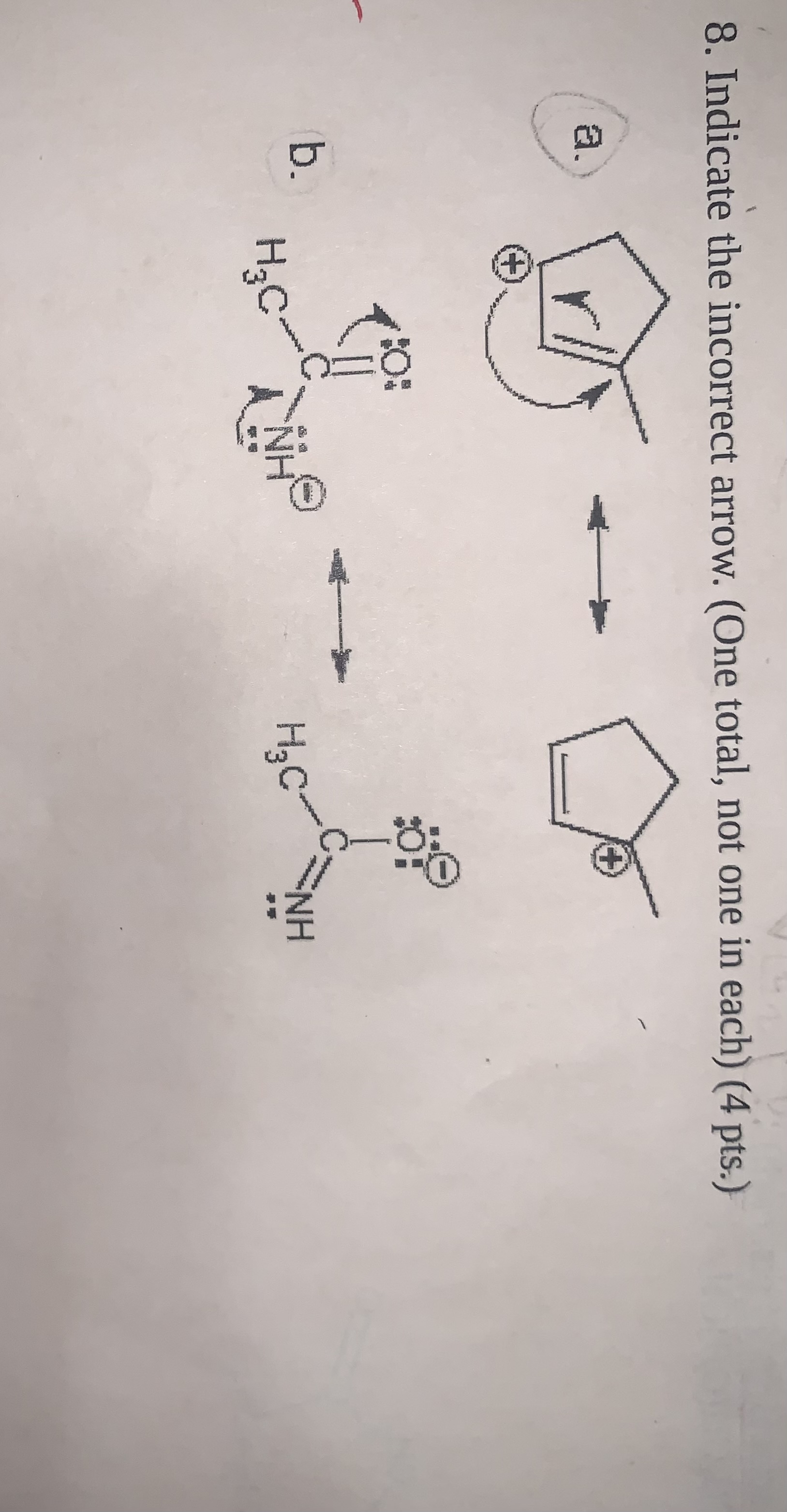 8. Indicate the incorrect arrow. (One total, not one | Chegg.com