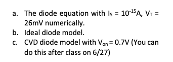 Solved 3. (25 pts) Find the Q-point (ID, VD) for the diode | Chegg.com