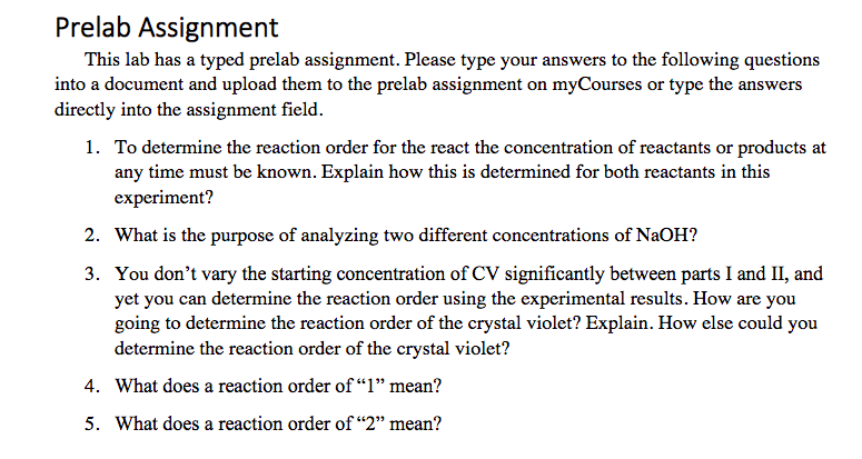 Solved Prelab Assignment This lab has a typed prelab | Chegg.com