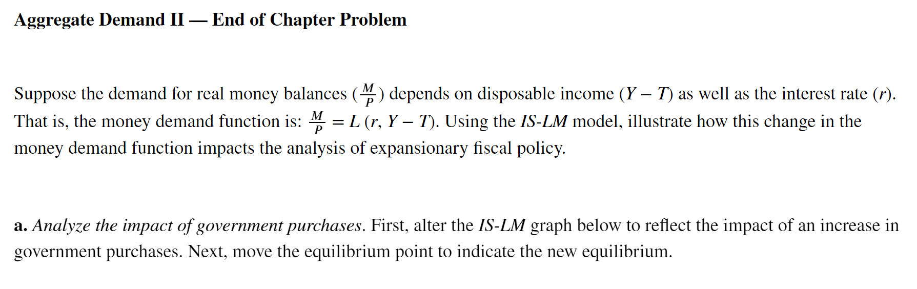 Solved Aggregate Demand II — End of Chapter Problem Suppose | Chegg.com