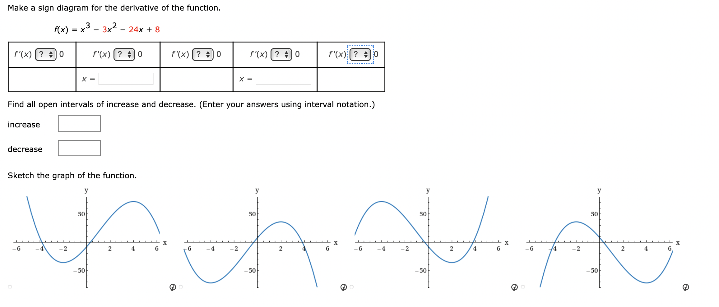 Solved Make a sign diagram for the derivative of the | Chegg.com