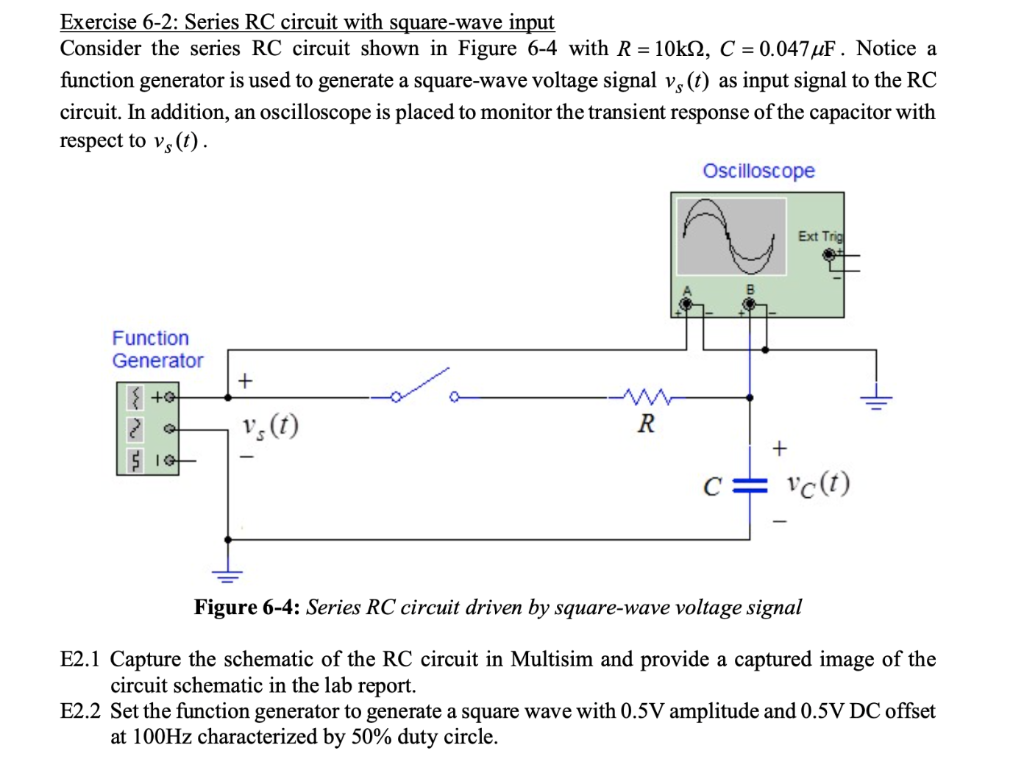 Solved Exercise 6 2 Series Rc Circuit With Square Wave