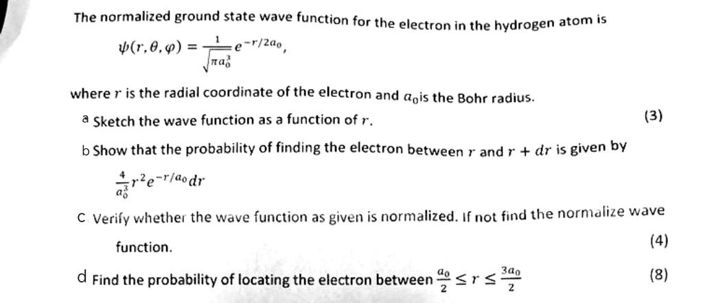 Solved The Normalized Ground State Wave Function For The