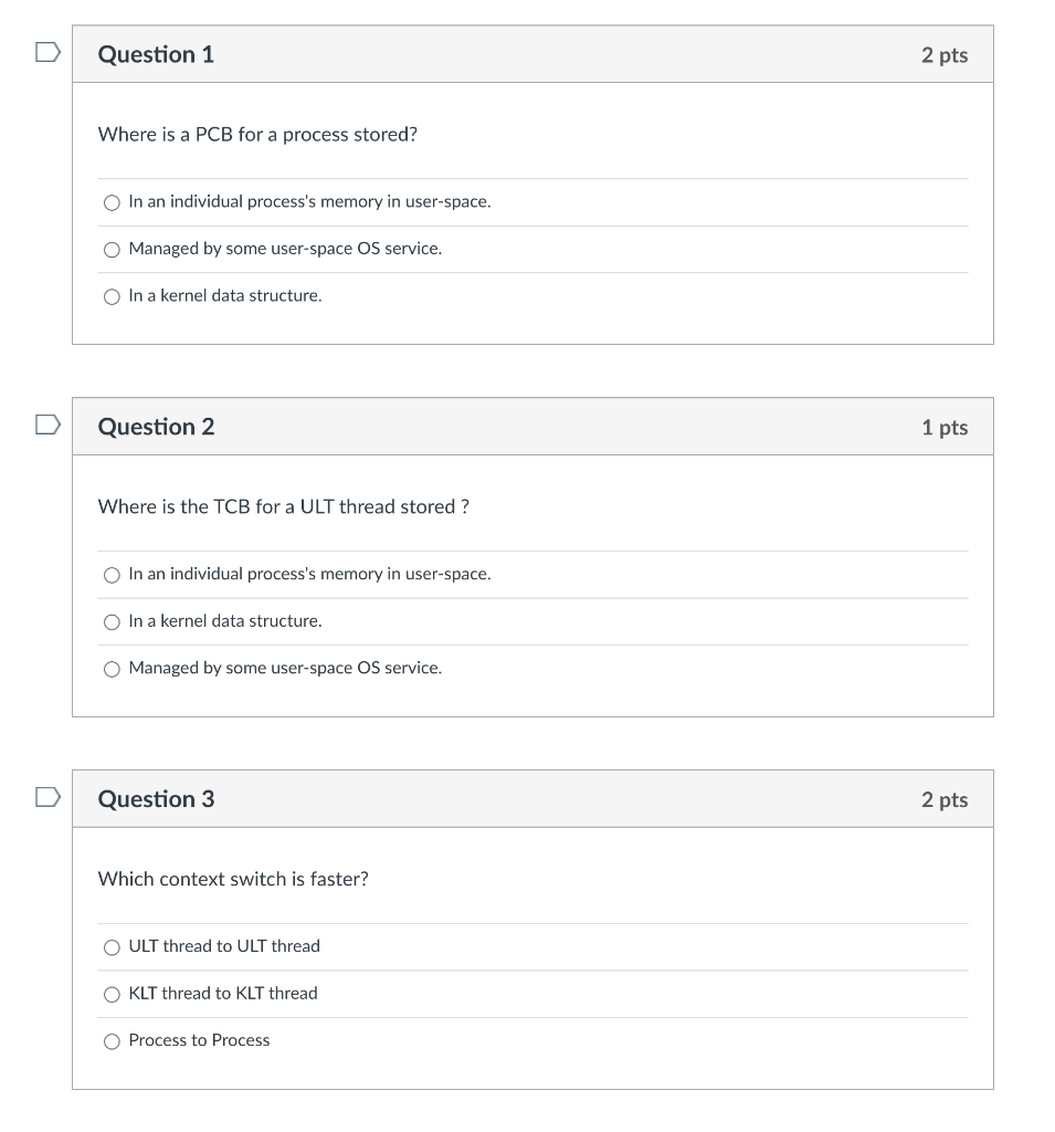 Solved Question 1 2 pts Where is a PCB for a process stored? | Chegg.com