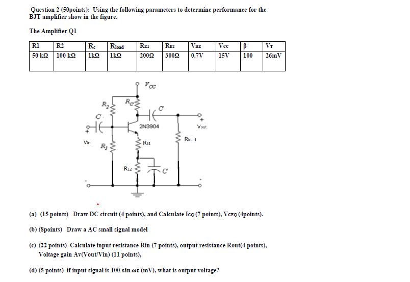 Solved Question 2 (50points): Using the following parameters | Chegg.com