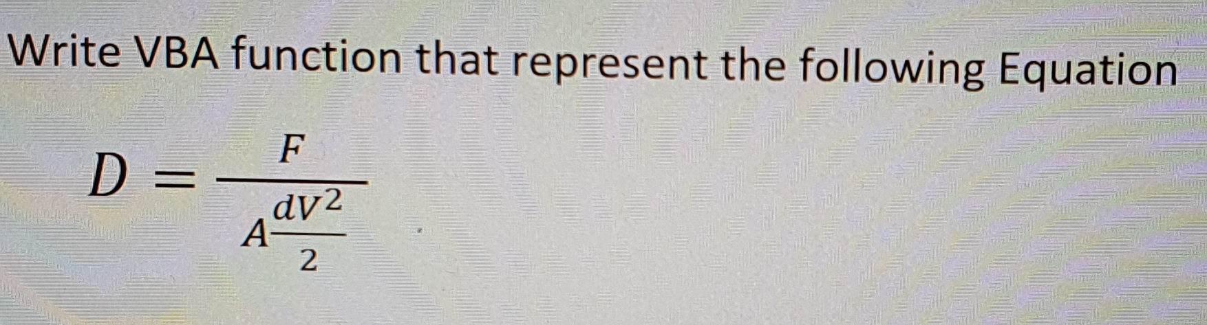 Solved Write VBA function that represent the following | Chegg.com