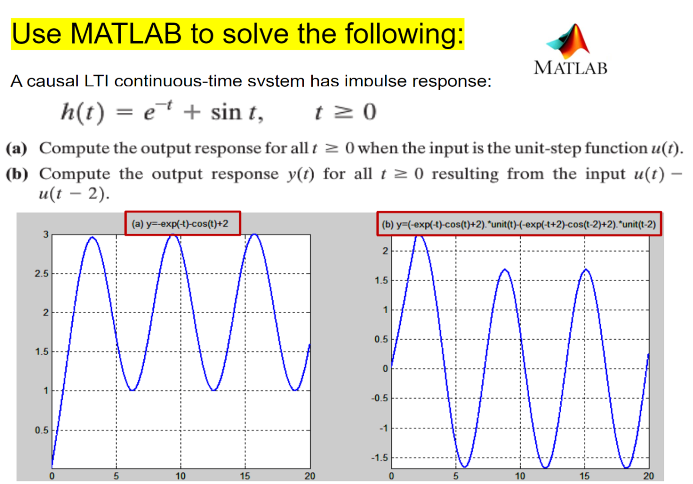 Solved Use MATLAB to solve the following: MATLAB A causal | Chegg.com