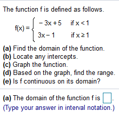 Solved The function fis defined as follows. - 3x +5 ifx