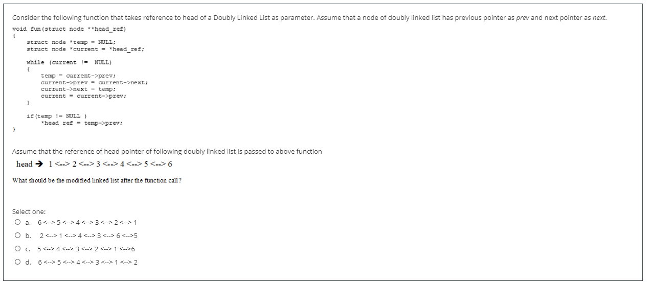 Solved Consider the following function that takes reference | Chegg.com