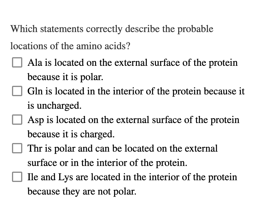 Solved Which statements correctly describe the probable | Chegg.com
