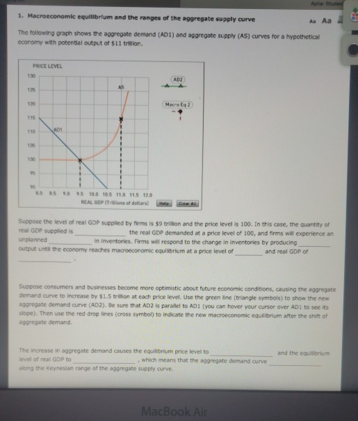 Solved 1. Macroeconomic equilibrium and the ranges of the | Chegg.com