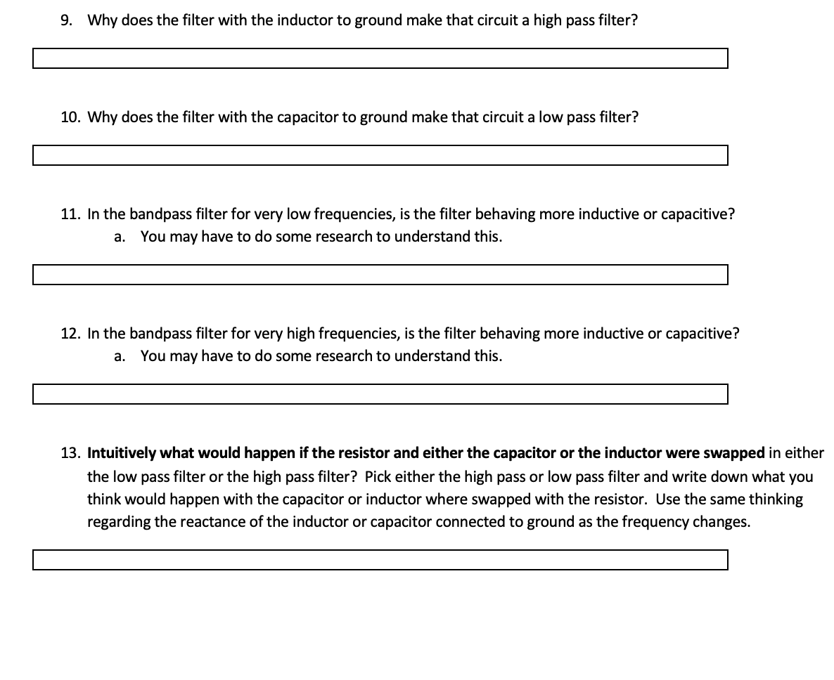 Solved 9. Why does the filter with the inductor to ground | Chegg.com