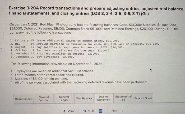 Solved Exercise 3-20A Record transactions and prepare | Chegg.com