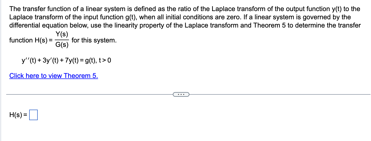 Solved The transfer function of a linear system is defined | Chegg.com