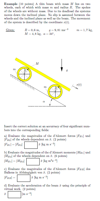 Solved Example ( 10 ﻿points) ﻿A thin beam with mass M ﻿lies | Chegg.com