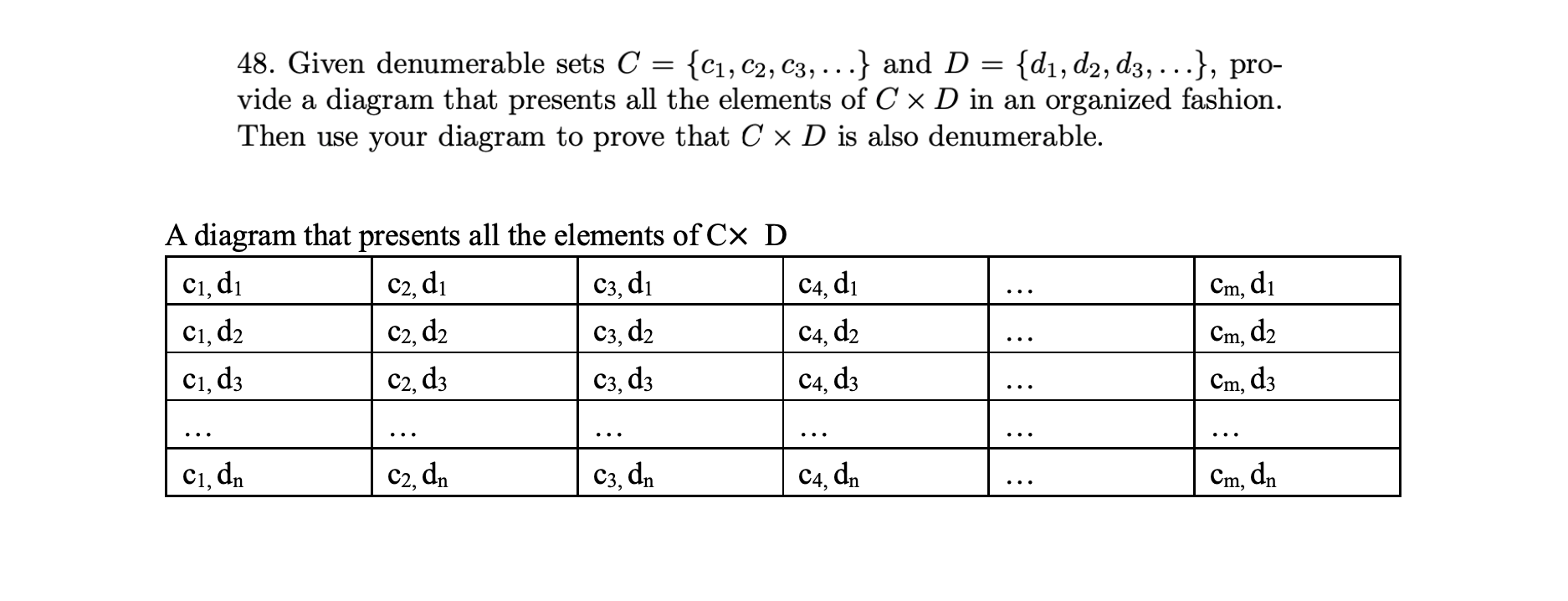 Solved 48. Given denumerable sets C = {ci, C2, C3, ...} and | Chegg.com