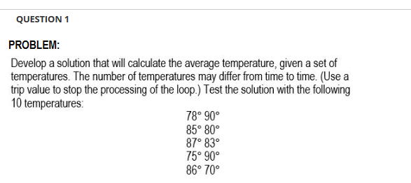 Solved QUESTION 1PROBLEM:Develop a solution that will | Chegg.com