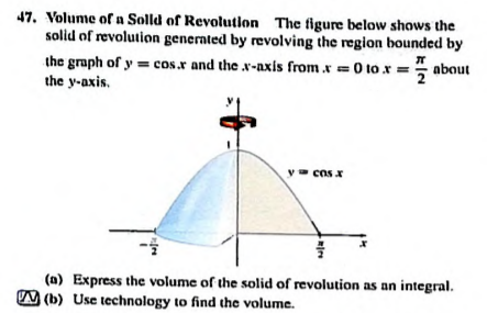 Solved 47. Volume of a Solld of Revolution The figure below | Chegg.com