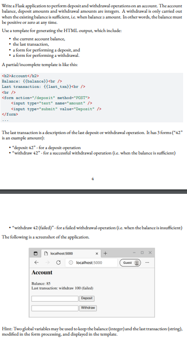 Solved In Python and Flask.Write a Flask application to | Chegg.com