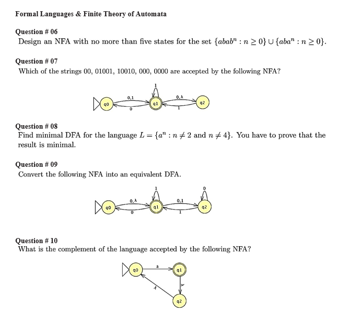 Solved Formal Languages & Finite Theory of Automata Question | Chegg.com