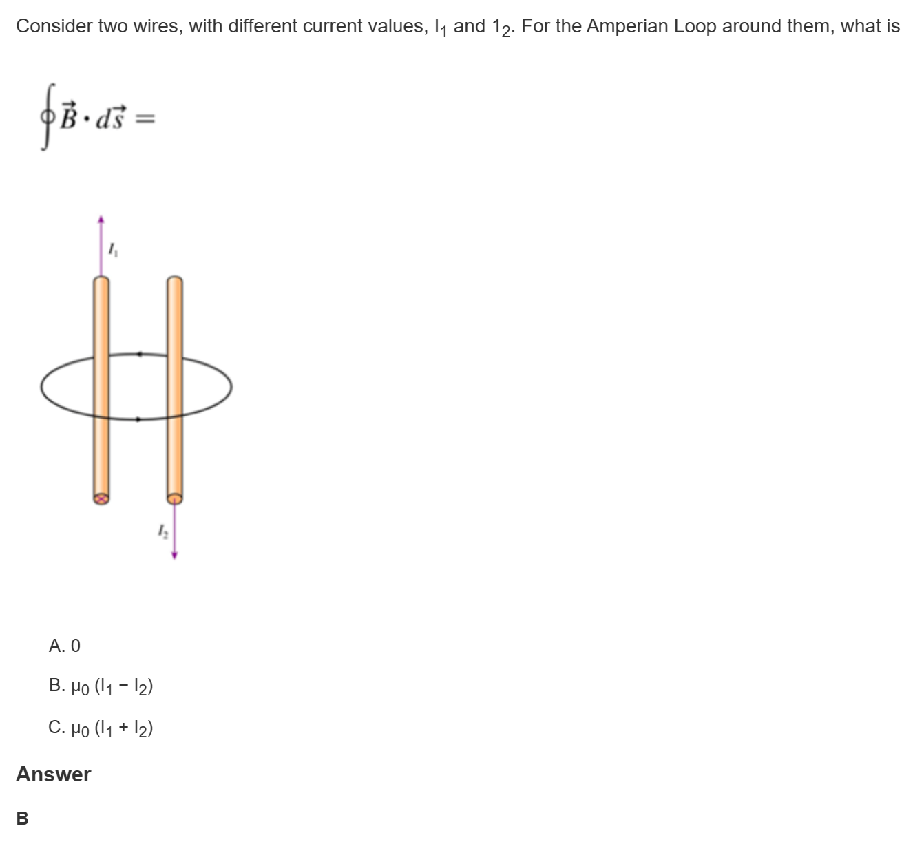 Solved Consider two wires, with different current values, l1 | Chegg.com