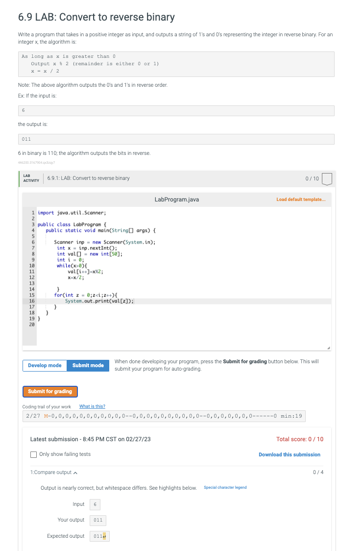 Solved Im not sure why im getting my output for my code in | Chegg.com