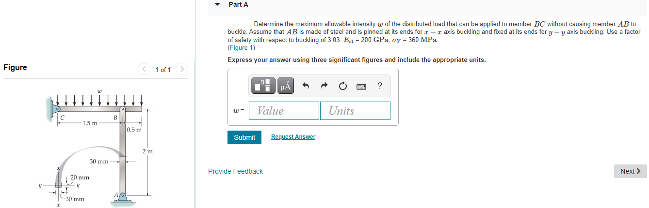 Solved Part A Determine the maximum allowable intensity w of | Chegg.com