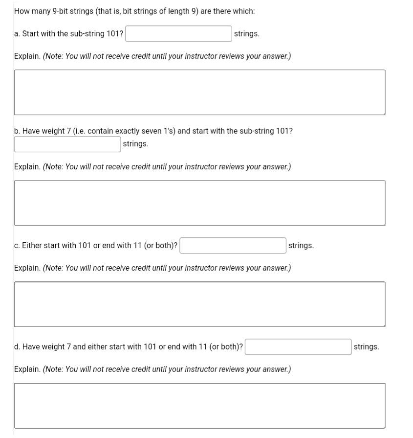 Solved How many 9-bit strings (that is, bit strings of | Chegg.com