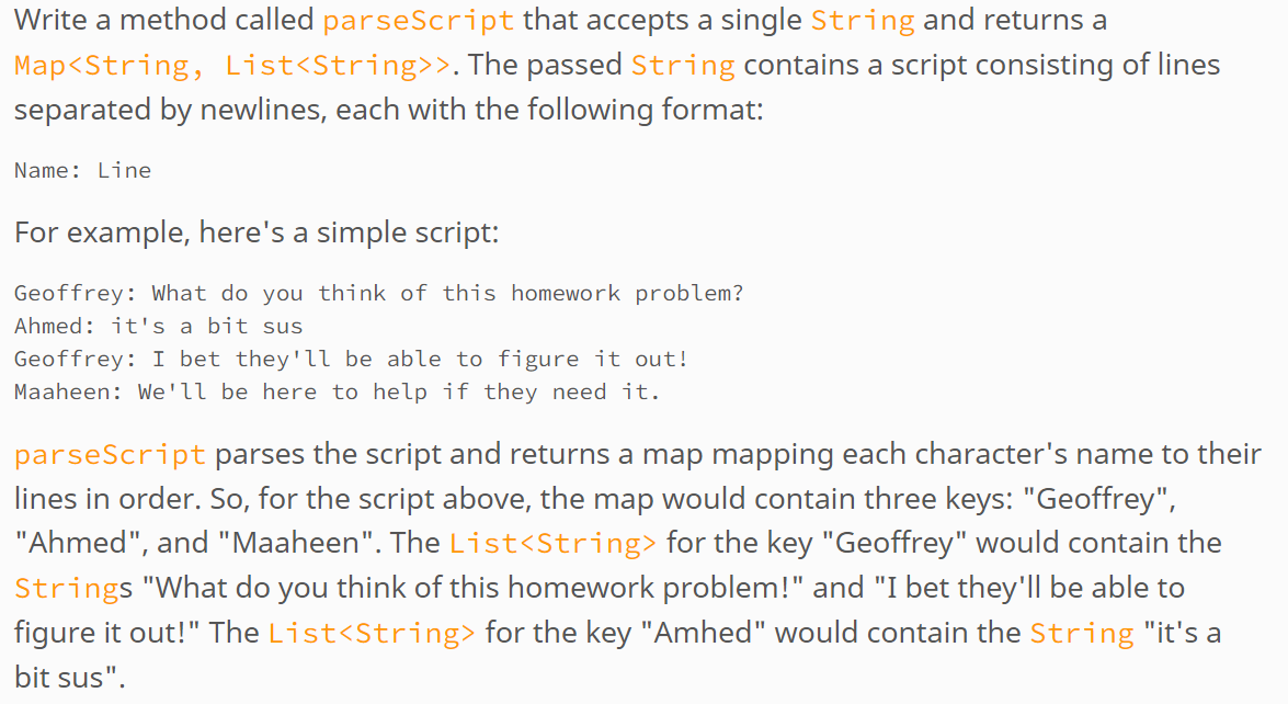 Solved Write a method called parseScript that accepts a | Chegg.com