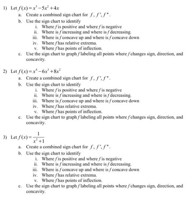 Solved I) Let f(x)-x-5x2 +41 Create a combined sign chart | Chegg.com