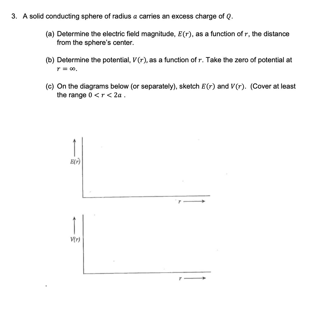 Solved A solid conducting sphere of radius a carries an | Chegg.com