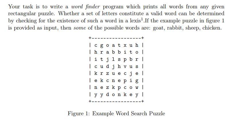 Solved Your task is to write a word finder program which | Chegg.com