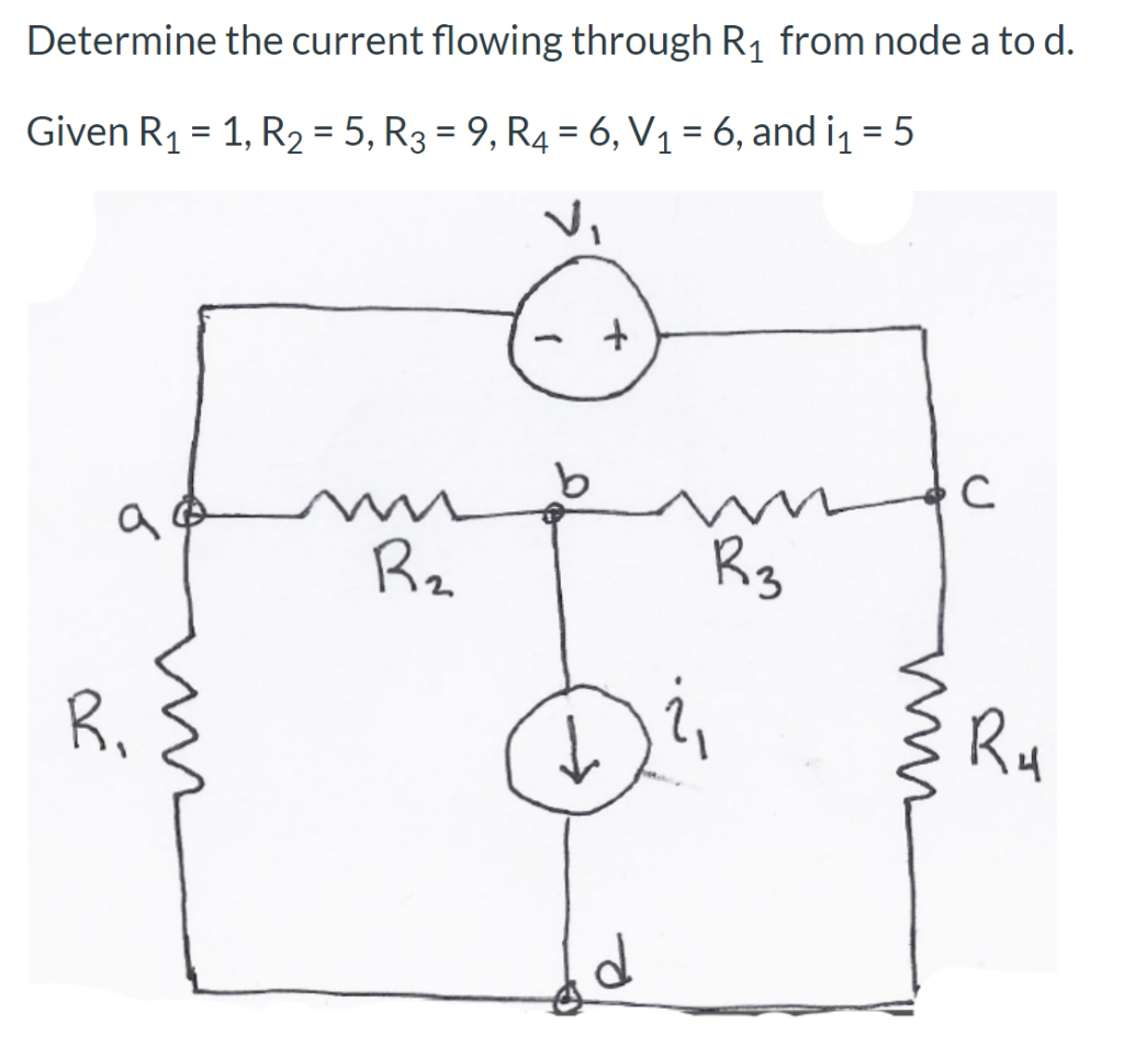 Solved Determine the current flowing through R1 from node a | Chegg.com