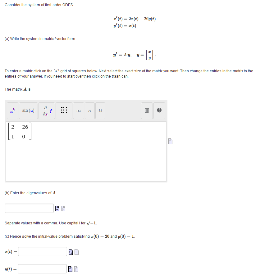 Solved Consider the system of first-order ODES z' (t) = | Chegg.com