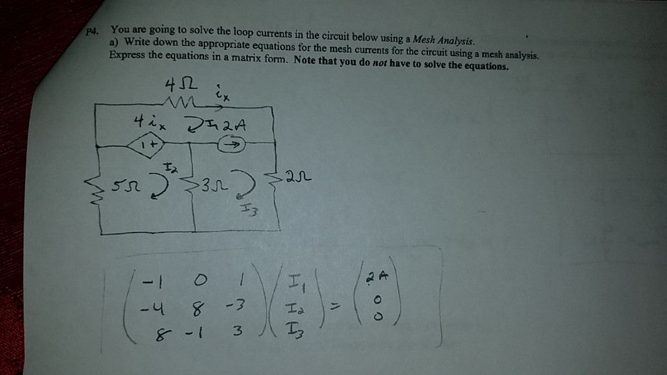 Solved 4. You are going to solve the loop currents in the | Chegg.com