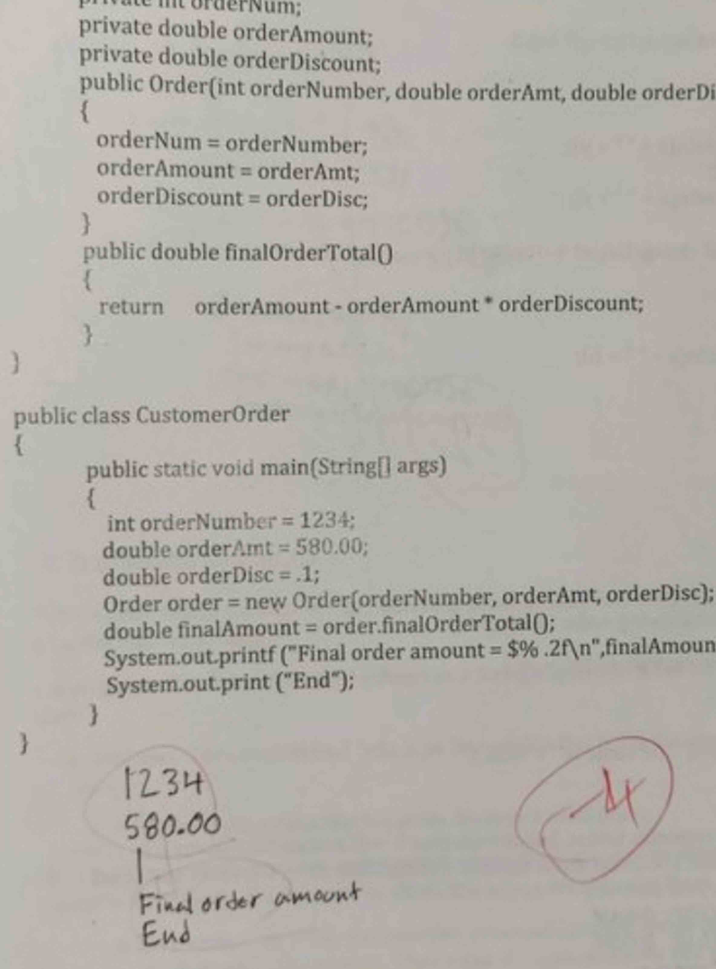 Solved ```private double orderAmount;private double | Chegg.com