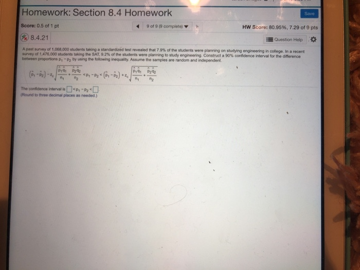 Solved Homework Section 8 4 Homework Save Score 0 5 Of 1