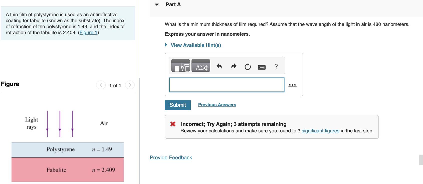 Solved A thin film of polystyrene is used as an | Chegg.com