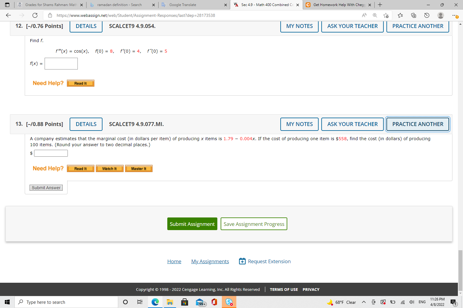 Solved Grades for Shams Rahman: Math X ramadan definition - | Chegg.com