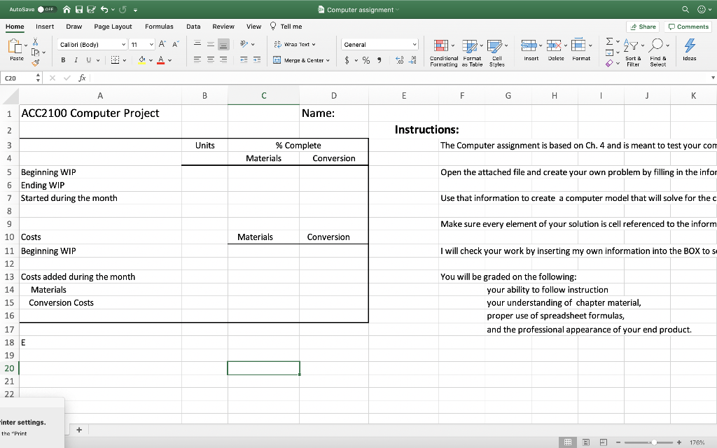 Solved AutoSave OFF AGE Computer assignment Insert Home - | Chegg.com