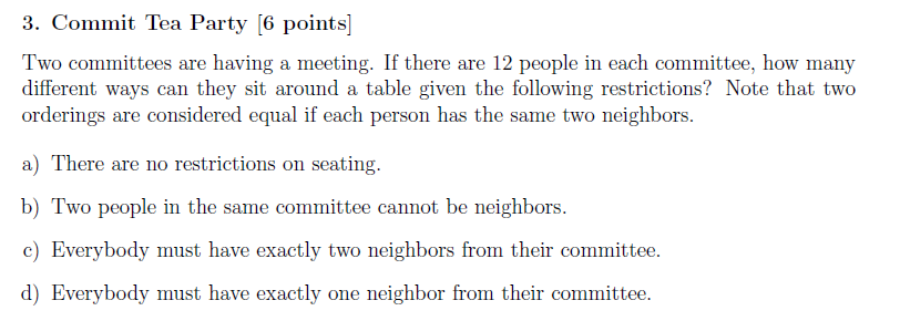 Solved 3. Commit Tea Party (6 points) Two committees are | Chegg.com