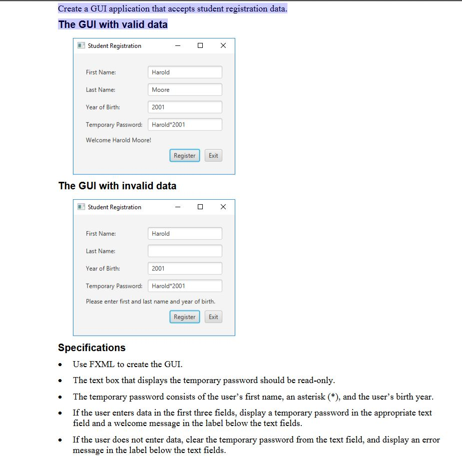 Solved Create a GUI application that accepts student | Chegg.com