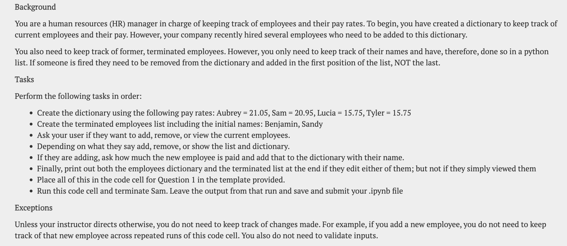 Solved You are a human resources (HR) manager in charge of | Chegg.com