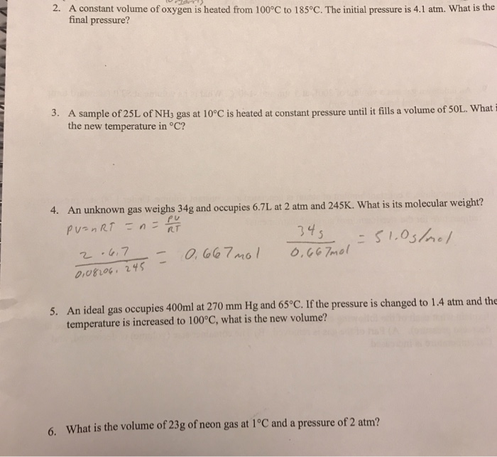 Solved 2. A constant volume of oxygen is heated from 100° C | Chegg.com