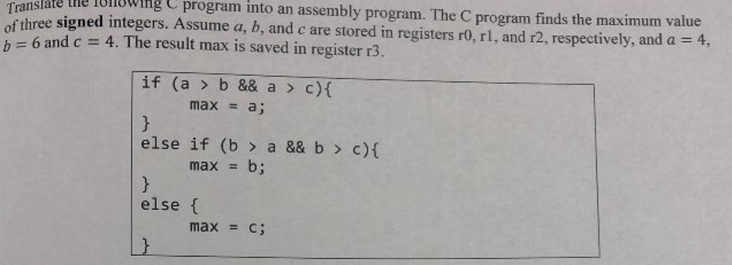 Solved anslate the 1011owing program into an assembly | Chegg.com